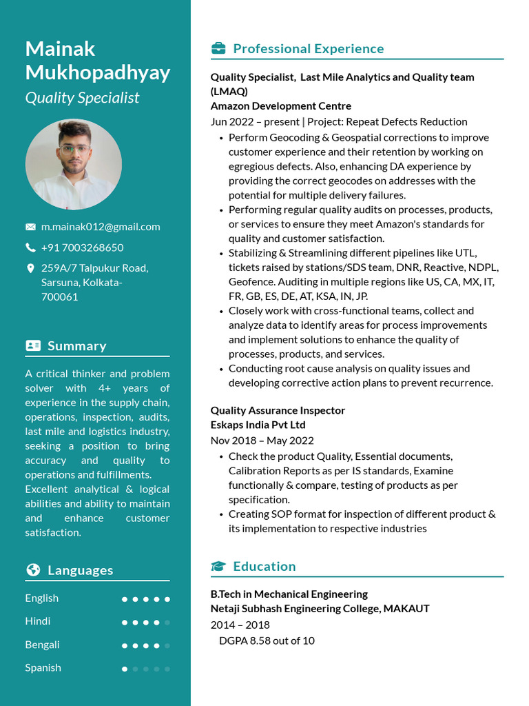 Mainak Mukhopadhyay Resume 06-06-2023 | PDF | Business