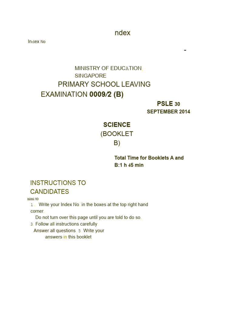 2014 Psle Science Booklet B | PDF | Sea Turtle | Turtle