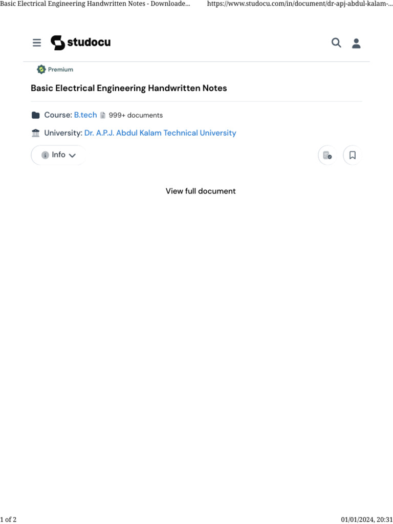 Basic Electrical Engineering Handwritten Notes - Downloaded From ...
