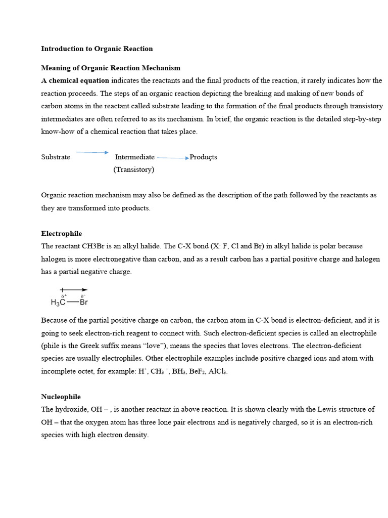 Introduction To Organic Reaction | PDF | Chemical Reactions | Alkene