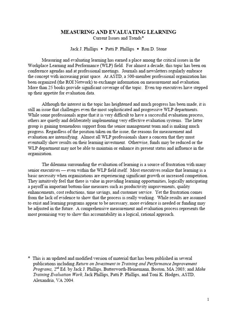Measuring & Evaluating Learning | PDF | Evaluation | Return On Investment