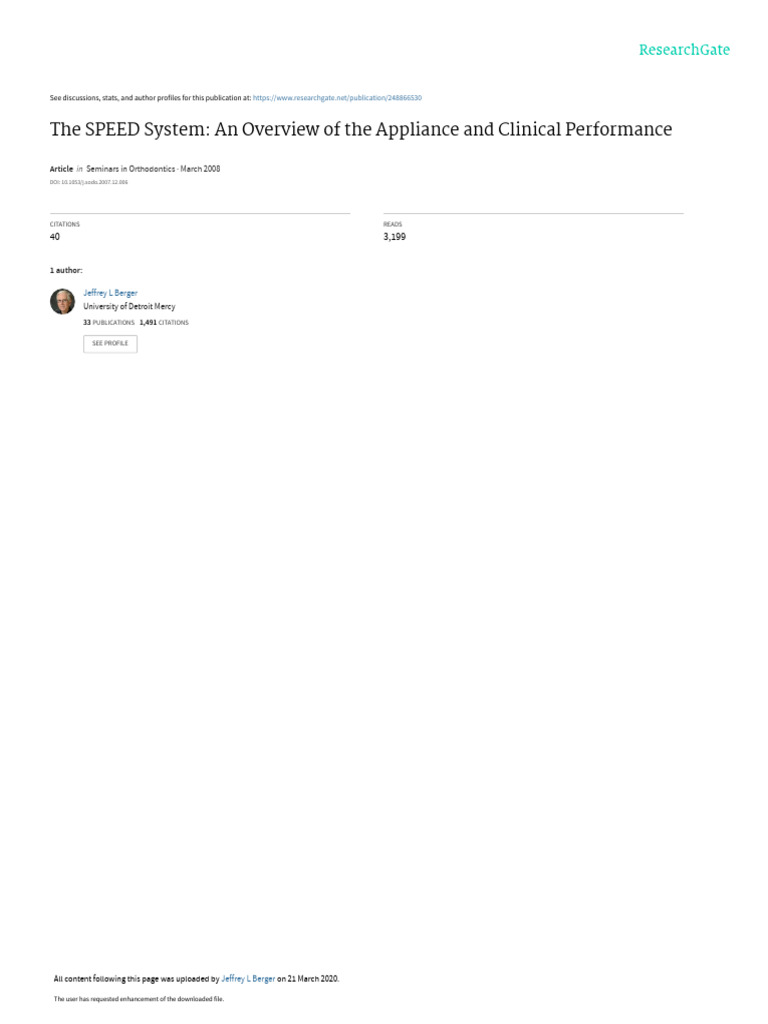 speed system | PDF | Orthodontics | Dentistry