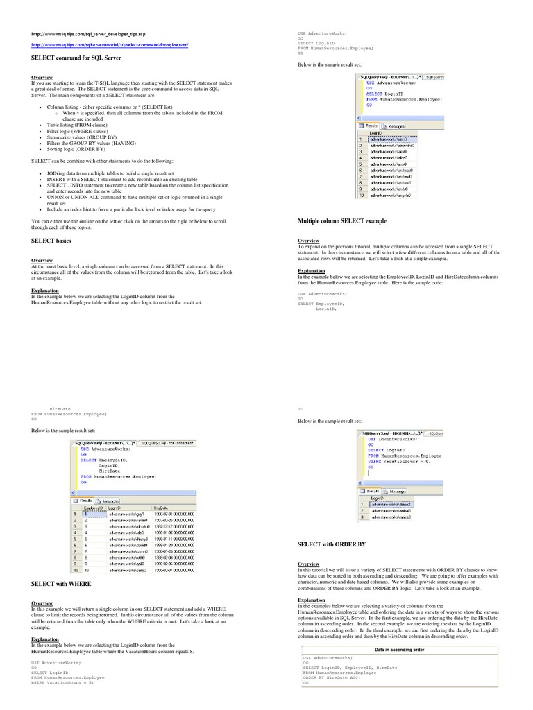 Sql Tutorial Pdf Microsoft Sql Server Parameter Computer Programming 3515