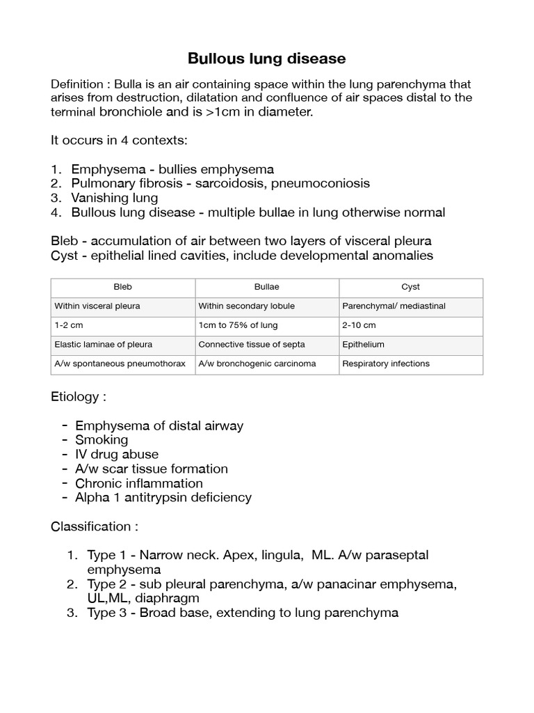 Bullous lung disease | PDF | Lung | Respiratory Diseases