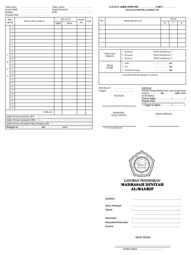 Format Raport TPA Almaarif | PDF