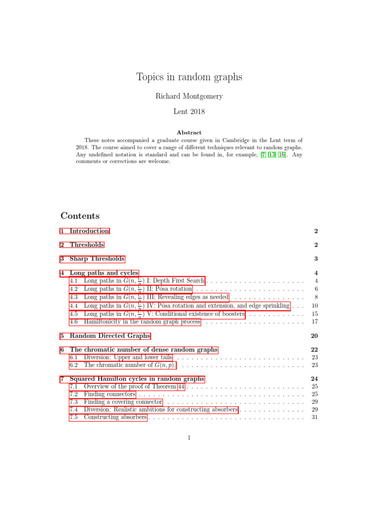 Topics in Random Graphs | PDF | Computational Complexity Theory | Mathematics