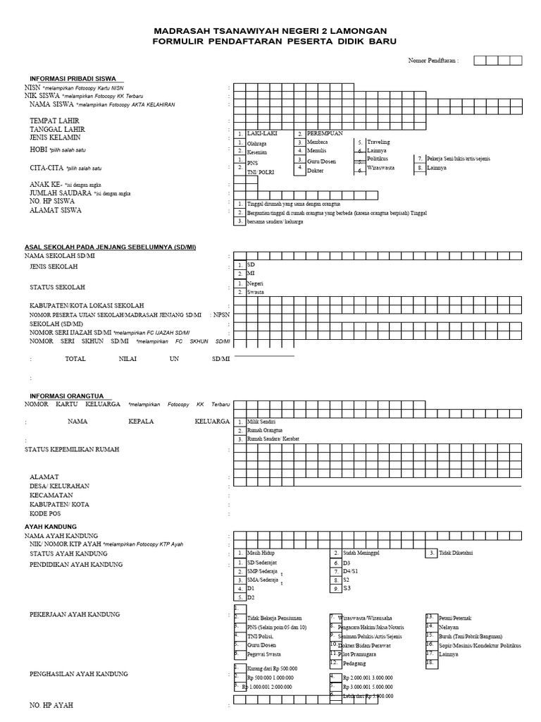 Fotocopy Formulir PPDB Madrasah | PDF