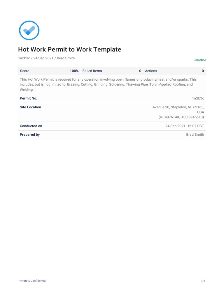 Hot Work Permit Form | PDF | Fires | Hazards