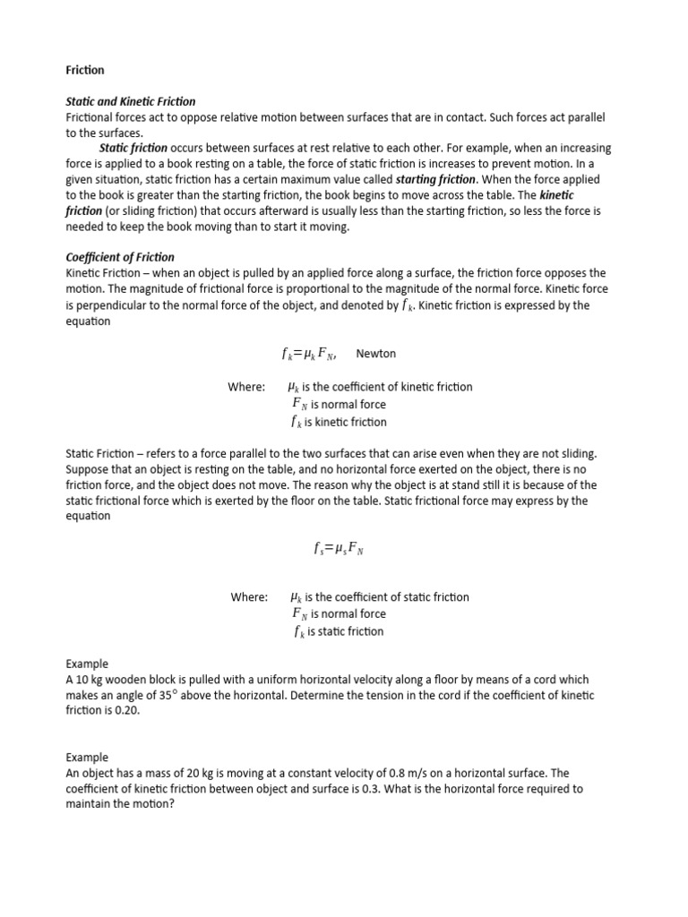 Friction Work and Energy | PDF | Friction | Force