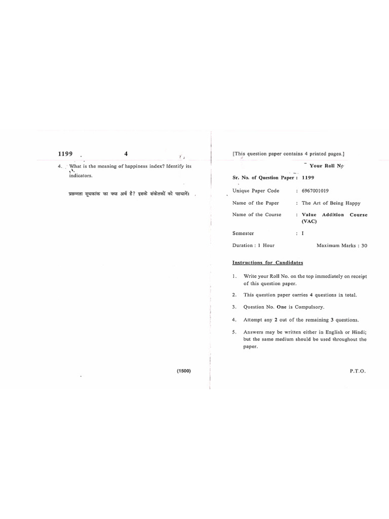 Art of Being Happy Pyq Sem 3 | PDF