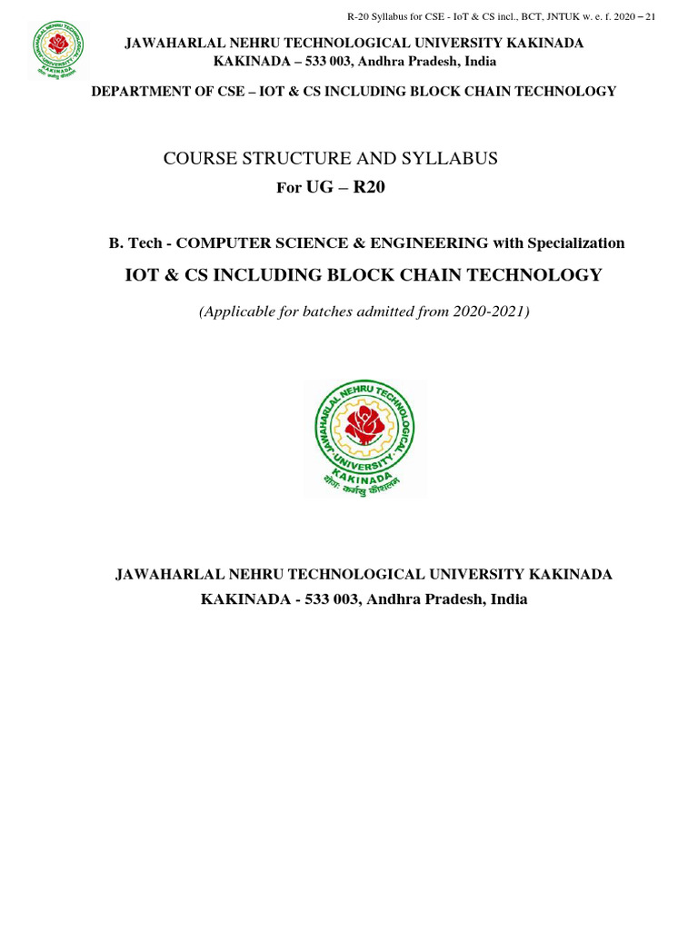 Cse - Iot & Cs Incl BCT - IV Years - Cs & Syllabus - Ug - r20 | PDF | Optics | Diffraction