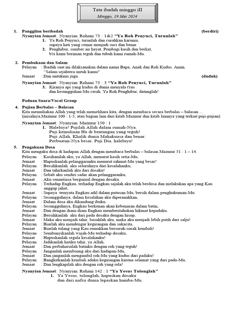 Tata Ibadah Minggu Iii | PDF