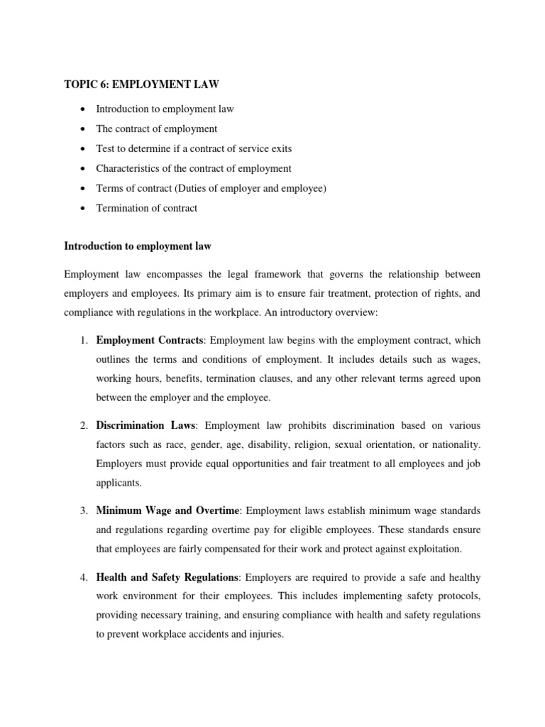 TOPIC 6 - Employment Law | PDF | Employment | Labour Law