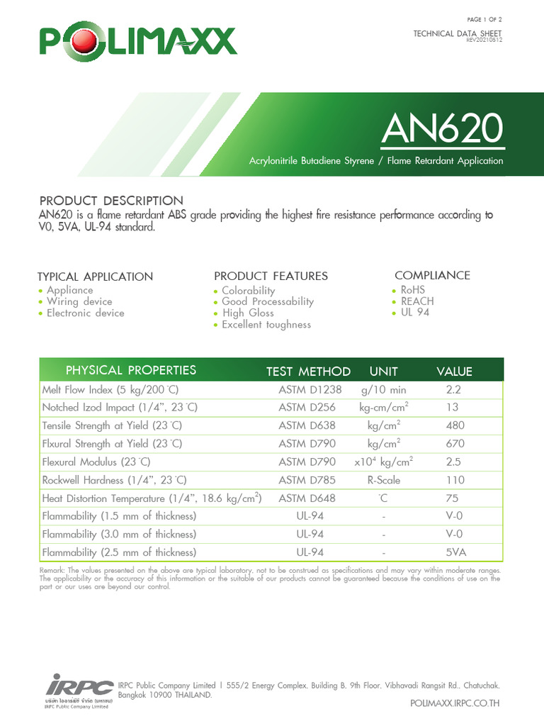 Abs An620 Datasheet | PDF | Materials | Building Engineering