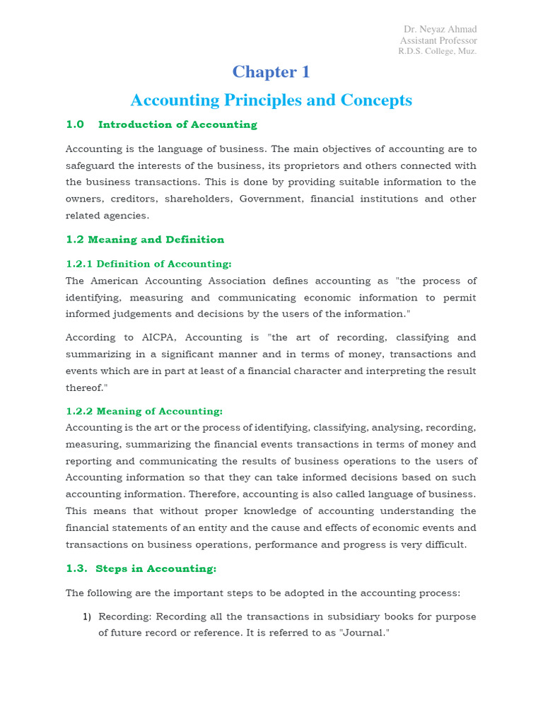 Accounting Principles and Concepts | PDF | Going Concern | Debits And ...