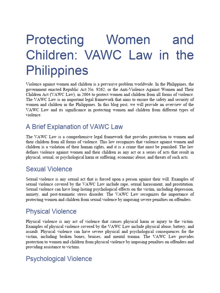 VAWC Law: Protecting Women and Children | PDF | Violence ...