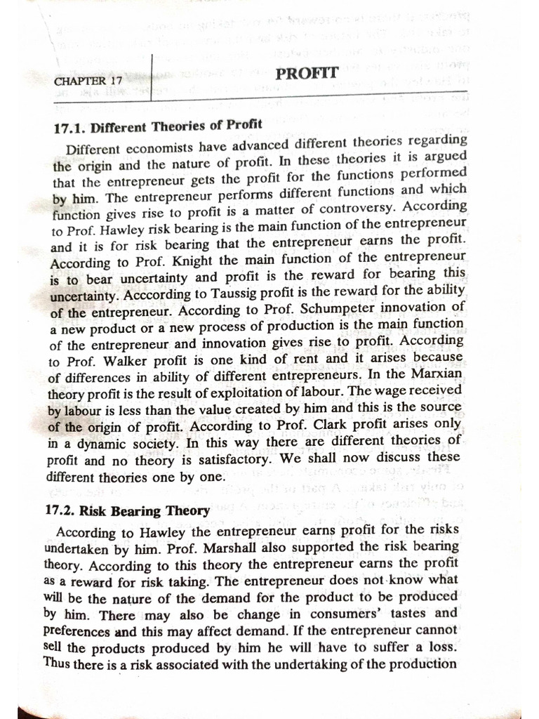 Profit Pdf Entrepreneurship Risk