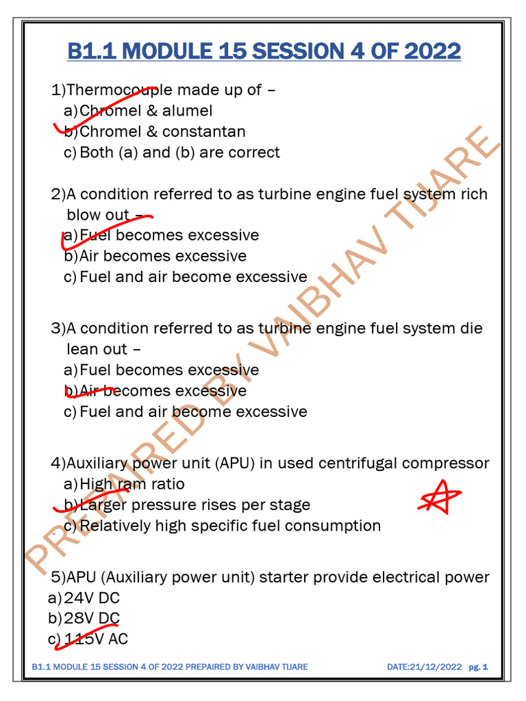 B1.1 MODULE 15 SESSION 4 OF 2022 | PDF | Engines | Internal Combustion ...