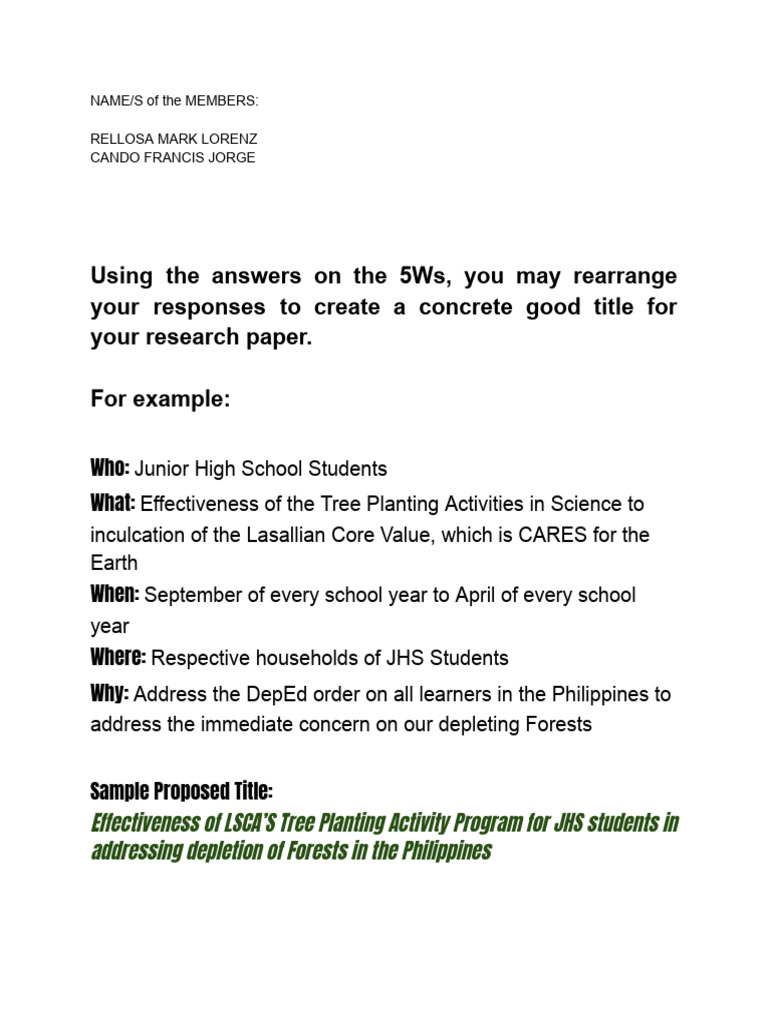 GROUP 10 - of 8B SR TEMPLATE FOR CHAPTER 1 PROPOSAL - TITLE AND INTRODUCTION | PDF | Learning ...