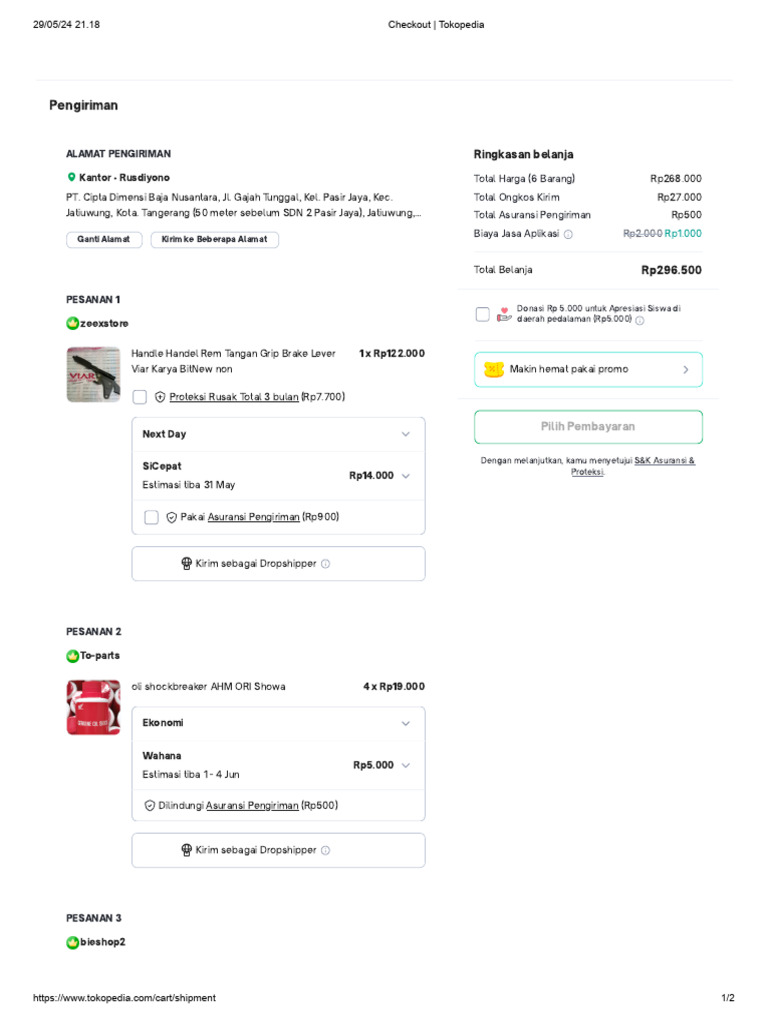 Checkout - Tokopedia Viar - 01 | PDF