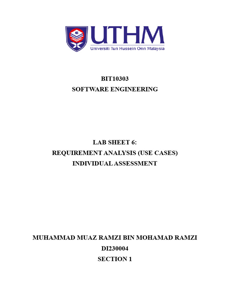 LAB6_SOFTWAREENGINEERING | Download Free PDF | Use Case | System