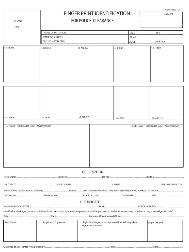 Police Clearance Certificate | Download Free PDF | Hand | Fingerprint