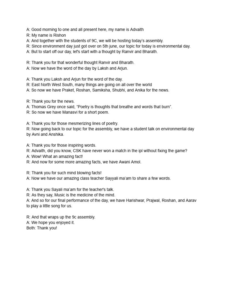 Host Script | PDF | Poetry