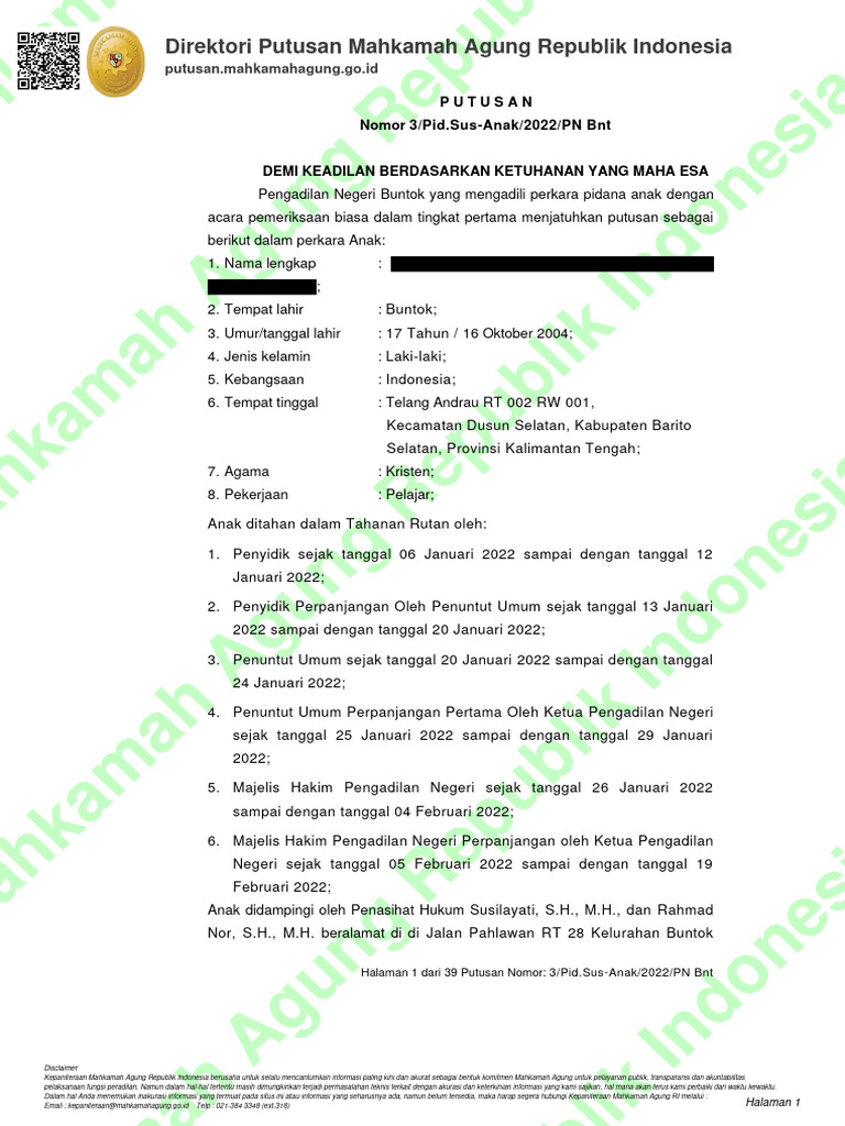 Putusan 3 Pid - Sus-Anak 2022 PN BNT 20240615062935 | PDF