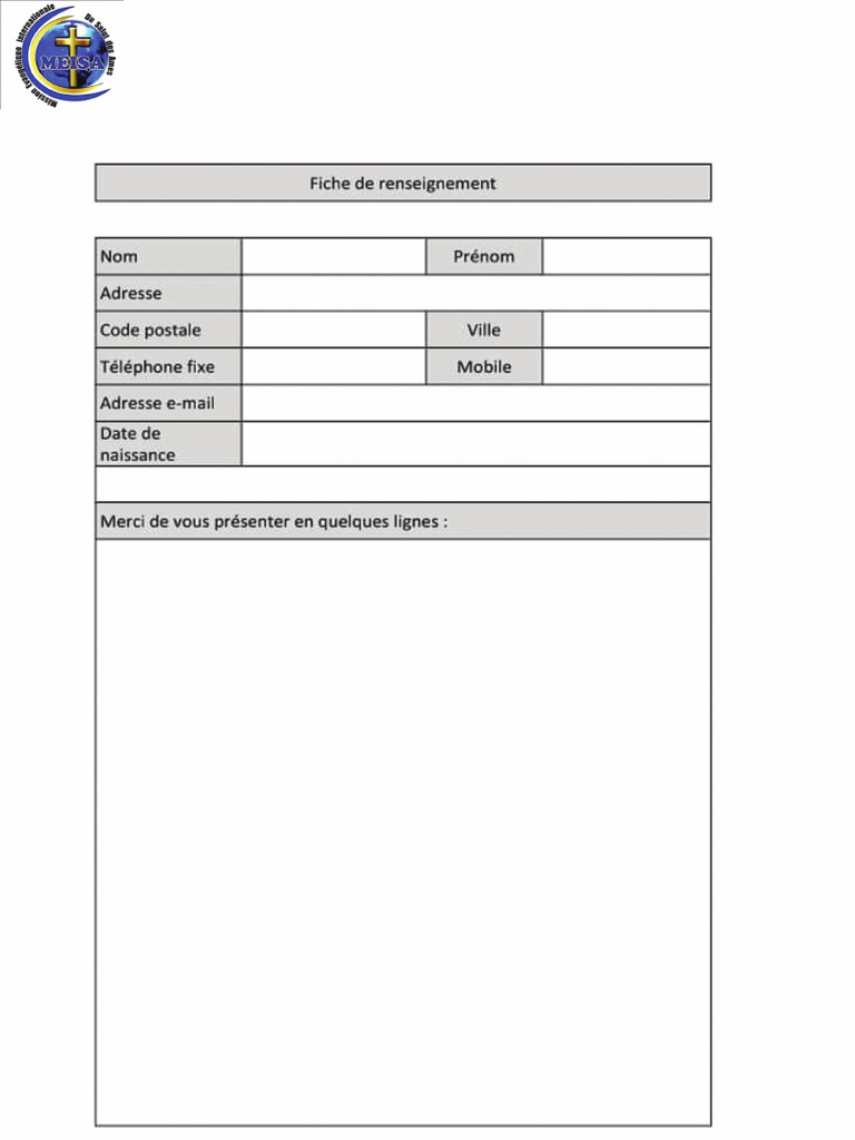 Fiche de Renseignement MEISA | PDF