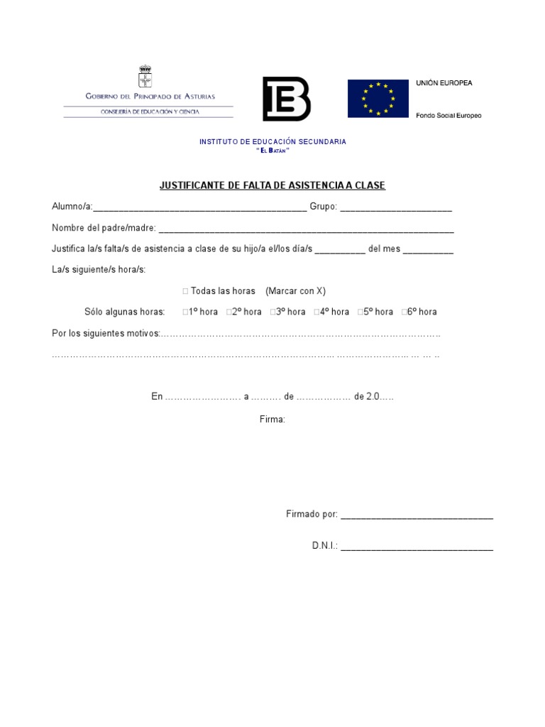 Justificante de Faltas | PDF