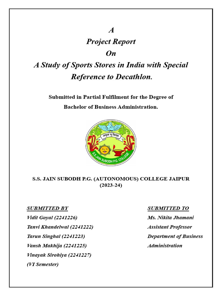 Project Report On Decathlon | PDF | Adidas | Nike