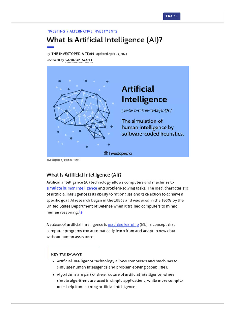 Investopedia Article | PDF | Artificial Intelligence | Intelligence (AI ...