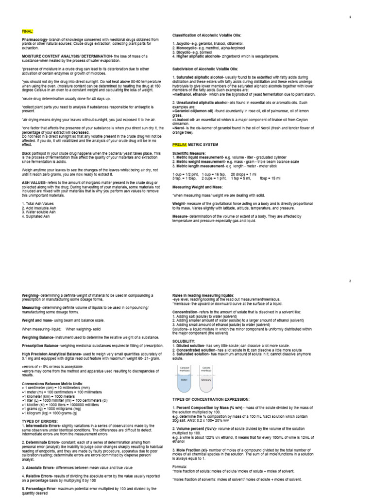 Whole Coverage For Pa1 | PDF | Chemistry | Titration