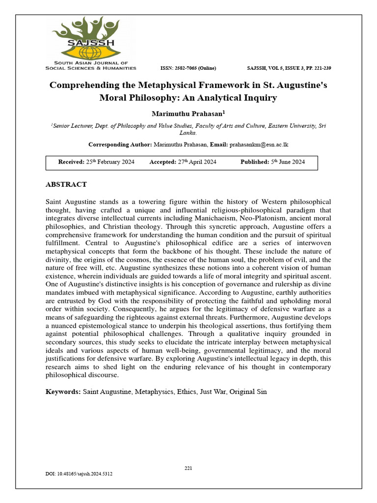 Comprehending The Metaphysical Framework in ST Aug | PDF | Augustine Of ...