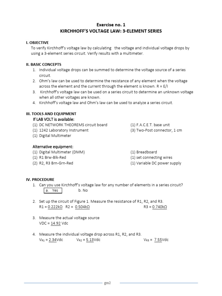 KVL - Laboratory Report | Download Free PDF | Voltage | Electrical Network