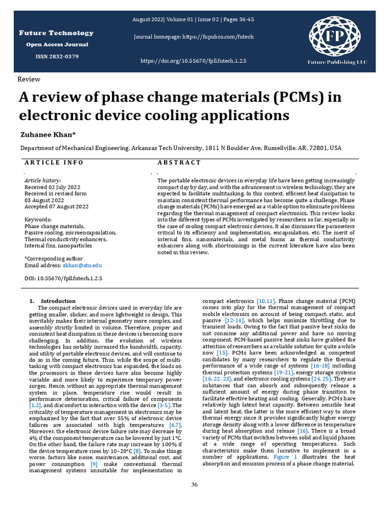 A Review of Phase Change Materials Pcms in Electronic Device 1ick6sfi ...