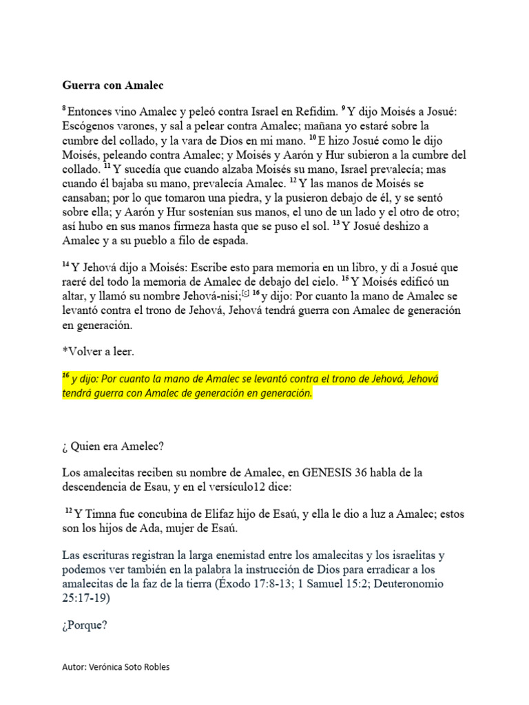 Guerra de Israel contra Amalec | PDF | Libro del éxodo | Moisés