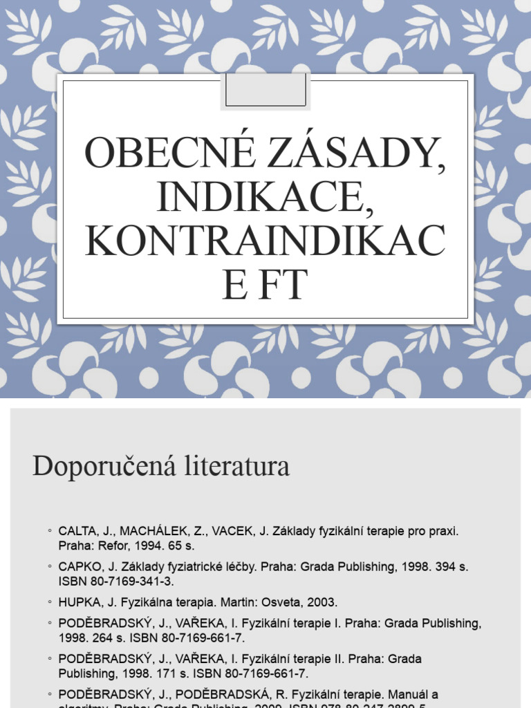1 Obecné zásady, indikace, kontraindikace FT | PDF