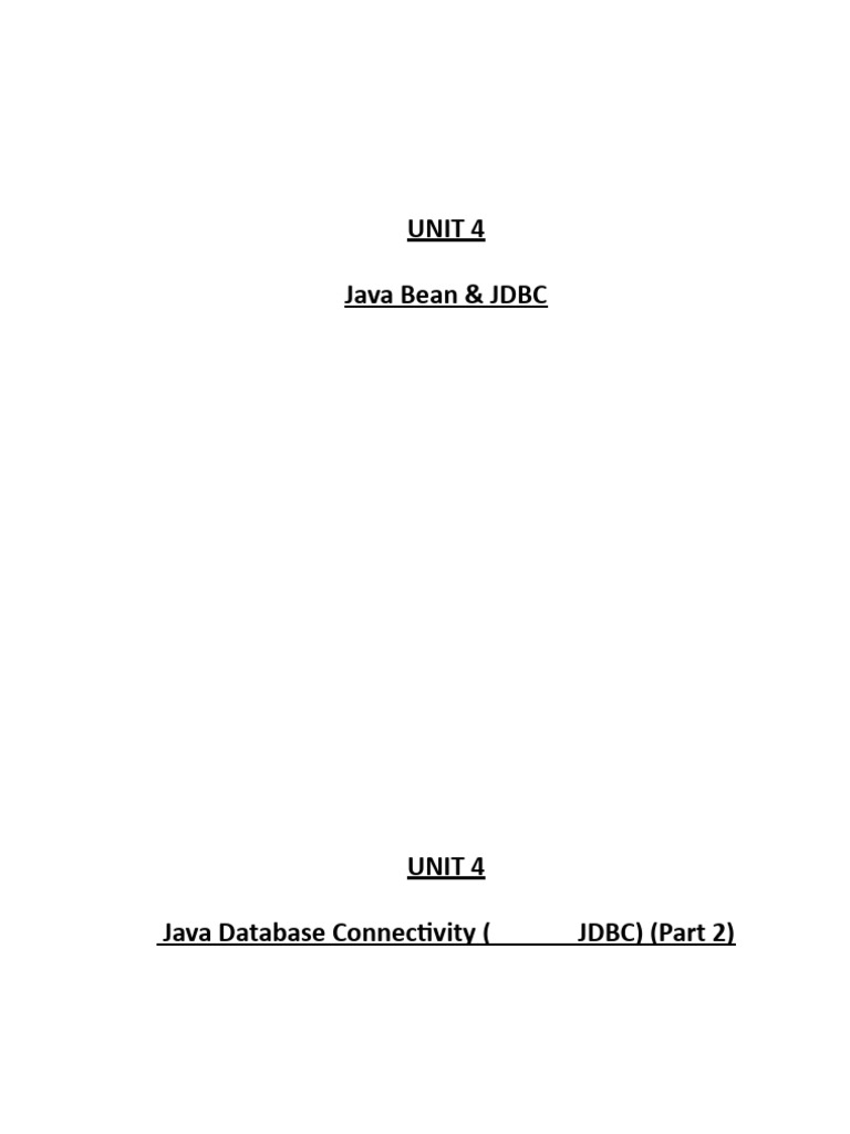Unit 4 Part 2 Database Programming With JDBC | PDF | Computer ... Unit 4 Part 2 Database Programming With JDBC | PDF | Computer ...