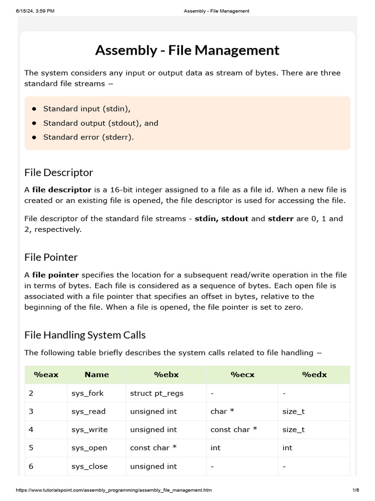 Assembly - File Management | PDF | Software | Computing Assembly - File Management | PDF | Software | Computing