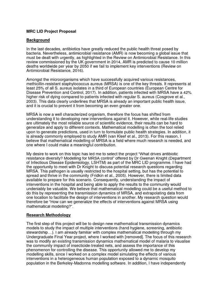 Project Proposal Example 5 | PDF | Methicillin Resistant Staphylococcus ...