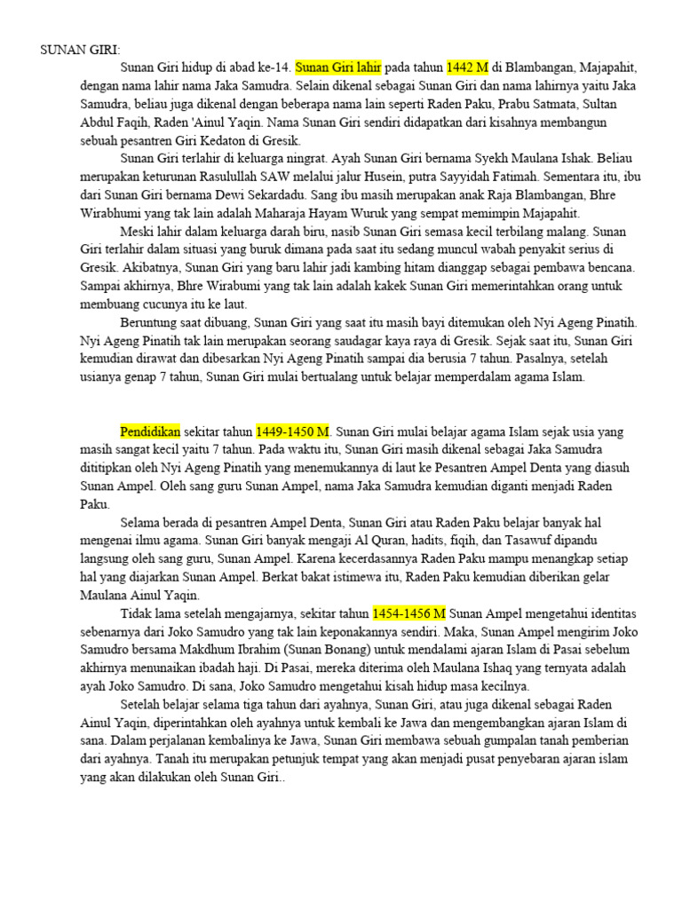 Sunan Giri Agama | PDF