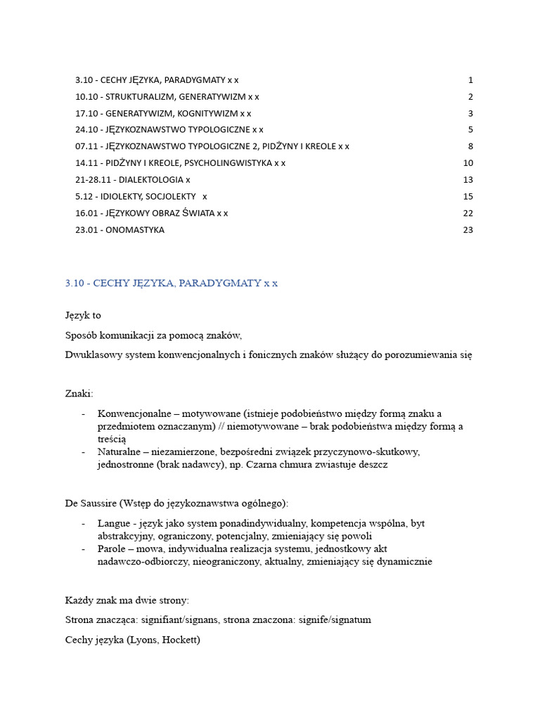 Językoznawstwo Skrypt | PDF