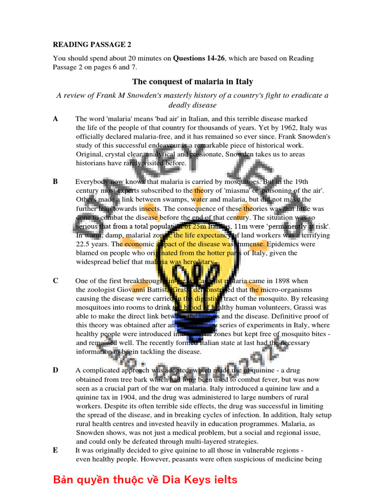 Bản Sao Của Bản Sao Của Passage 2 | PDF | Malaria | Building Insulation