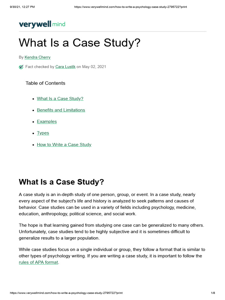 How To Write A Psychology Case Study | PDF | Psychotherapy | Cognitive Behavioral Therapy