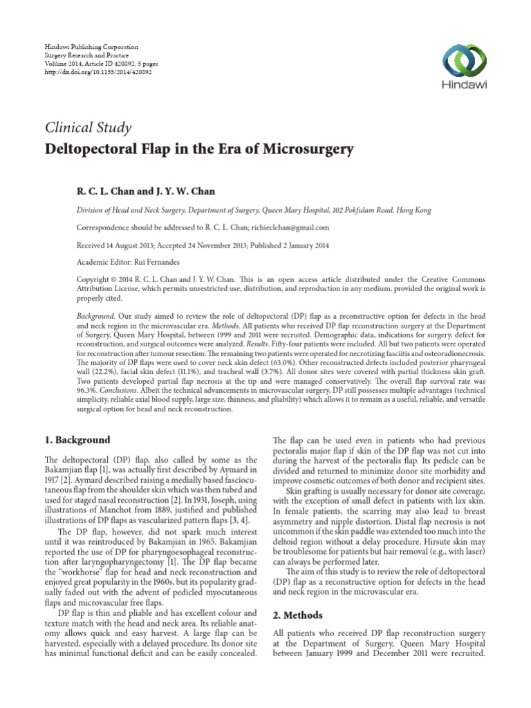Deltopectoral Flap in The Era of Microsurgery | PDF | Surgery | Medical ...