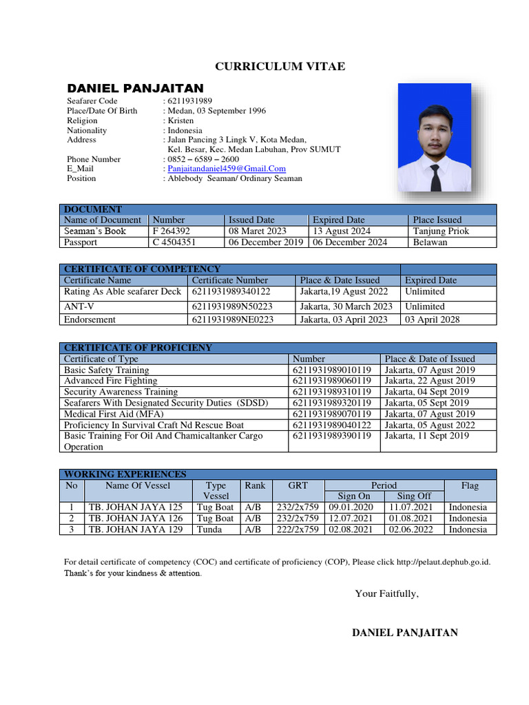 Curriculum Vitae PDF | Download Free PDF | Sailor | Water Transport