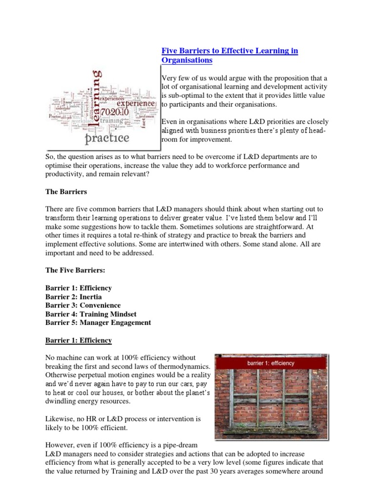 Five Barriers To Effective Learning in Organisations | PDF | Employment ...