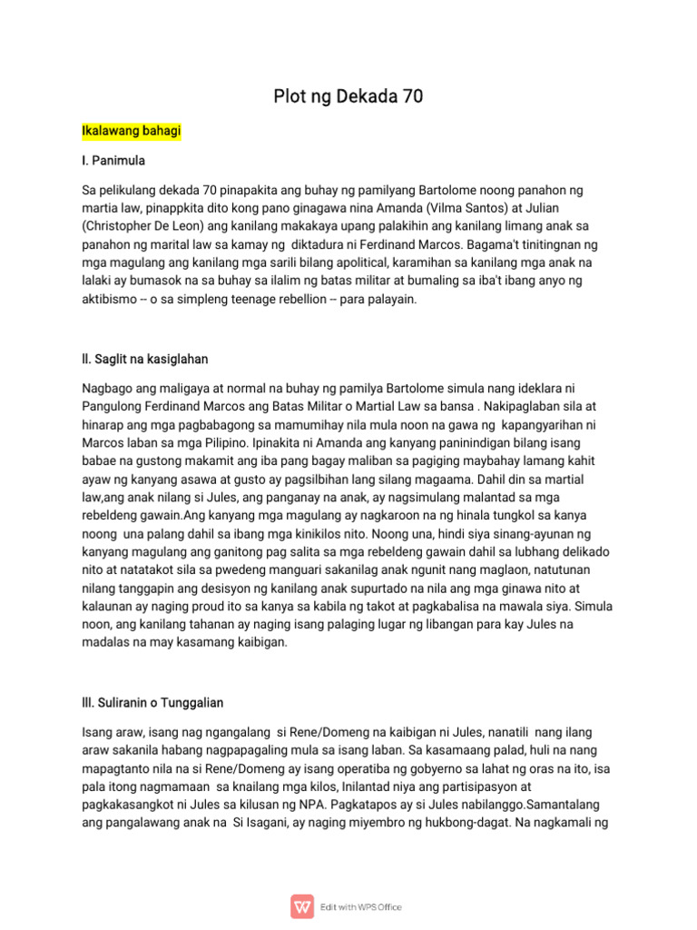 Plot NG Dekada 70 | PDF