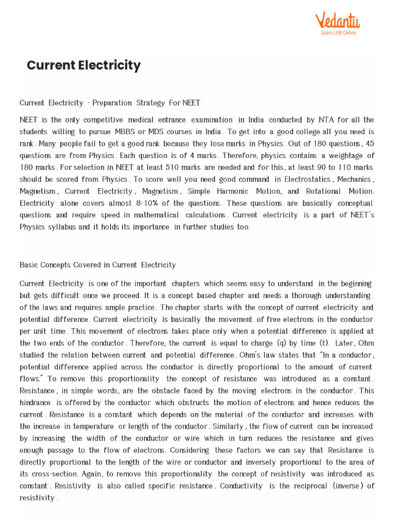 Current Electricity | PDF